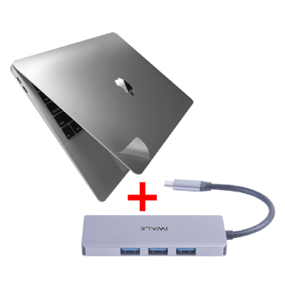 Combo quà VIP Macbook Air M1 2020 (Bộ dán full 6 in 1 + Hub chuyển đa năng)