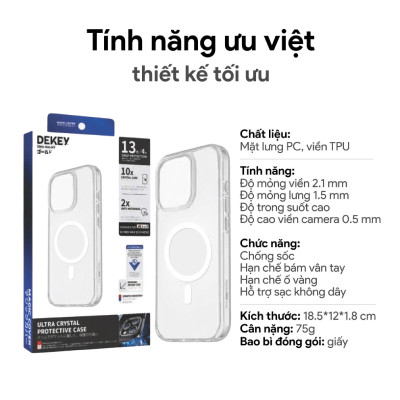 Ốp lưng Magsafe iPhone 16 Pro Max DEKEY Cover Ultral Crystal - Giá rẻ