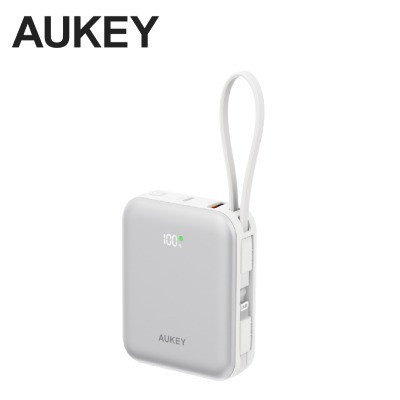 Pin dự phòng Aukey PB-Y91L 10000mAh 20W tích hợp cáp USB-C và Lightning